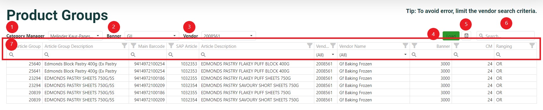 Product Groups Report